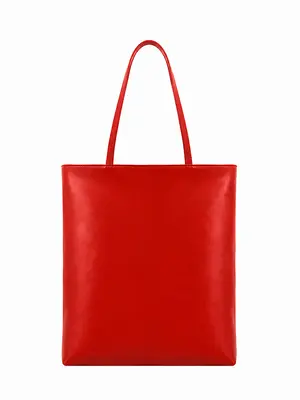 LA ROSE Leather Tote Bag - Red