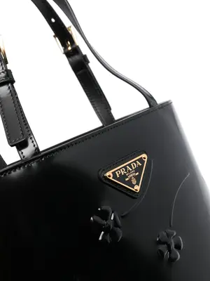 Prada Floral Embossed Leather Tote Bag