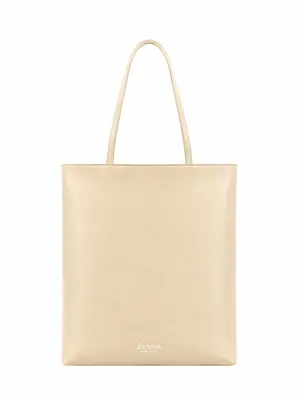 LA ROSE Leather Tote Bag Ivory Ivory