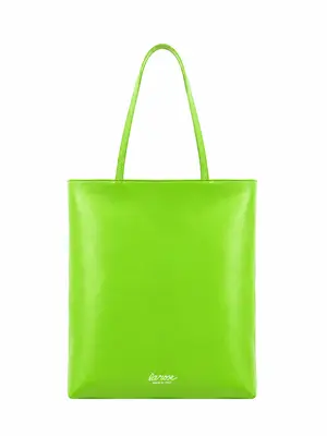 LA ROSE Leather Tote Bag Lime Green Green
