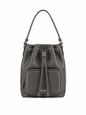 LA ROSE Leather Satchel Bag Grey