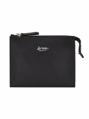 LA ROSE Minimal Leather Make Up Bag Nero