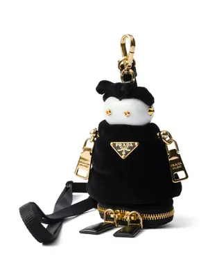 Prada Logo Plaque Robot Bag Charm - Nero