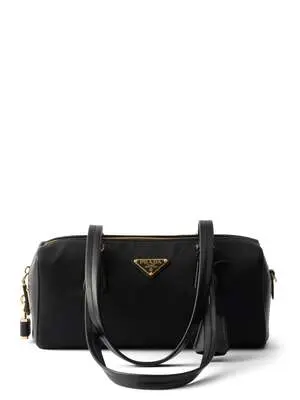 Prada Re Nylon And Leather Medium Top Handle Bag With Padlock