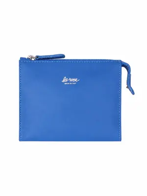 LA ROSE Minimal Leather Make Up Bag Bluette