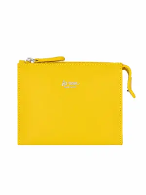 LA ROSE Minimal Leather Make Up Bag Giallo