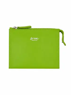LA ROSE Minimal Leather Make Up Bag Verde