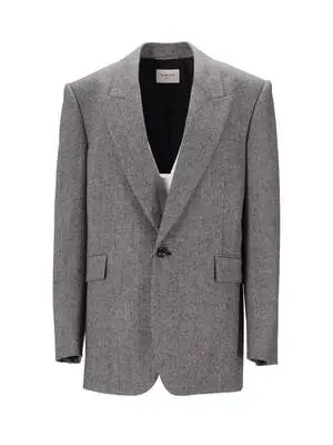 Saint Laurent Veste Un Bouton Col Crante´ Pr