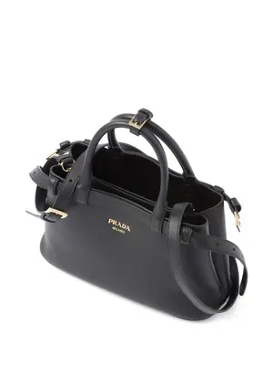 Prada Logo Lettering Leather Tote Bag