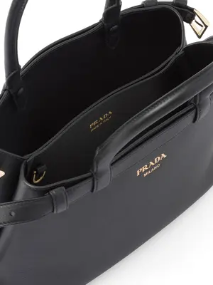 Prada Logo Lettering Leather Tote Bag