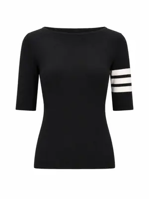 LA ROSE 3/4 Merino Wool Knitwear - Black