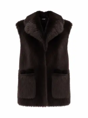 LA ROSE Gilet Montone Pelo Lungo - Testa Di Moro