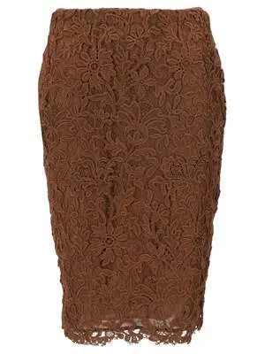 Saint Laurent Jupe Crayon En Dentelle Guipur