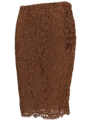 Saint Laurent Jupe Crayon En Dentelle Guipur