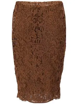 Saint Laurent Jupe Crayon En Dentelle Guipur