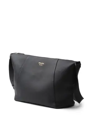 Prada Logo Stamp Leather Shoulder Bag