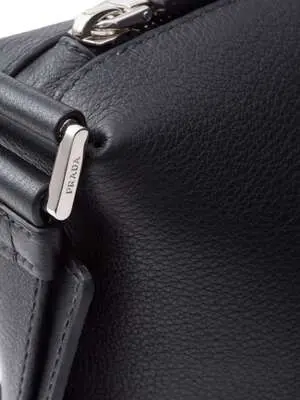 Prada Logo Stamp Leather Shoulder Bag
