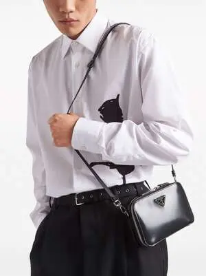 Prada Small Brique Brushed Crossbody Bag