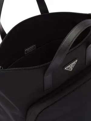 Prada Re Nylon Saffiano Leather Tote Bag