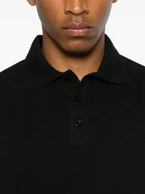 Saint Laurent Cassandre Embroidered Piqué Polo Shirt