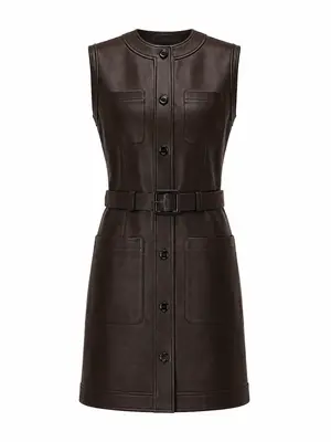 LA ROSE Leather Dress Marrone