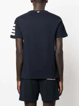 Thom Browne Short Sleeve Tee W/ Bar Stripe In Milano Cotton