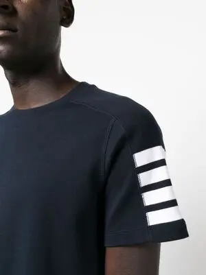 Thom Browne Short Sleeve Tee W/ Bar Stripe In Milano Cotton