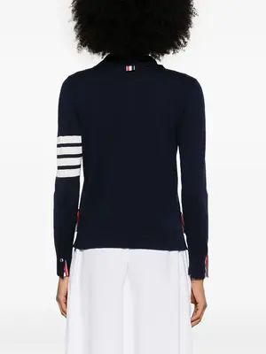 Thom Browne Jersey Stitch Button Down Shirt In Cotton W/ 4 Bar Stripe