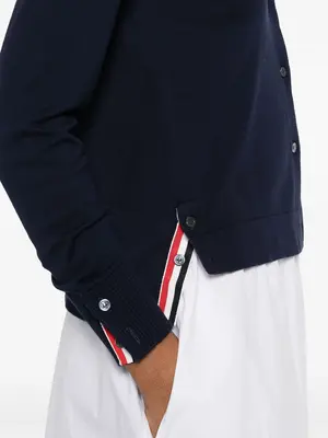 Thom Browne Jersey Stitch Button Down Shirt In Cotton W/ 4 Bar Stripe