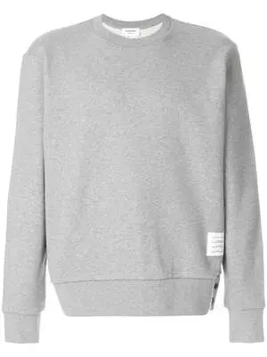 Thom Browne Crewneck Pullover W/ Center Back Rwb Stripe In Classic Loopback