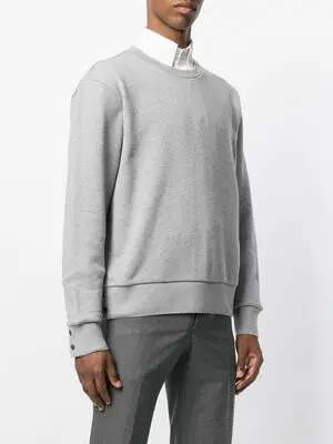 Thom Browne Crewneck Pullover W/ Center Back Rwb Stripe In Classic Loopback