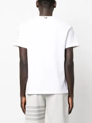 Thom Browne Short Sleeve Tee W/ Bar Stripe In Milano Cotton