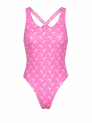 MARINE SERRE Moon Printed Jersey Swimwear One Piece - Pink