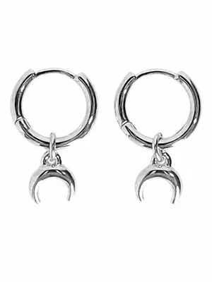 MARINE SERRE Silver Plated Moon Mini Hoop Earrings - Shiny Silver