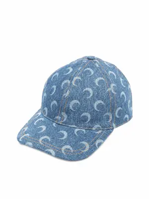 MARINE SERRE Denim Moon Baseball Cap - Light Blue