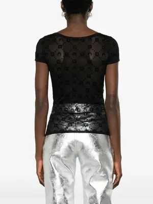 MARINE SERRE Moonogram Mesh Flock Ss Roundneck Top