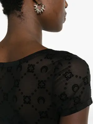 MARINE SERRE Moonogram Mesh Flock Ss Roundneck Top