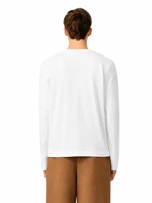 AMI Paris Long Sleeves Tshirt With Red De Coeur - Blanc