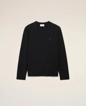 AMI Paris Tshirt Manches Longues De Coeur Rouge - Noir