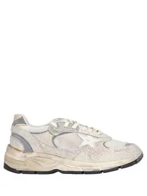 GOLDEN GOOSE Running Dad New Net And Suede Upper Leather Star And Heel Suede Spur - White/silver