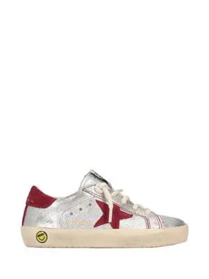 GOLDEN GOOSE Super Star Laminated Suede Upper Suede Star And Heel - Silver/red