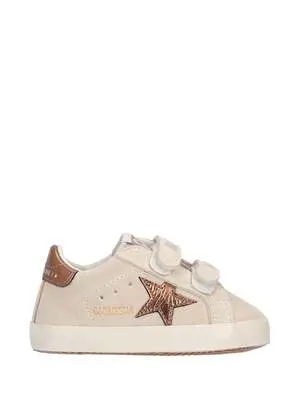 GOLDEN GOOSE Baby School Suede Upper Toe And Strap Laminated Star And Heel - Beige/brown
