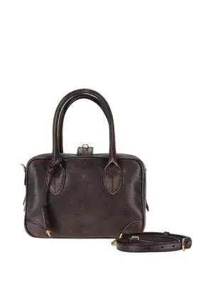GOLDEN GOOSE Vita Bag Treated Leather Body Gold Metal Details - Crema/marrone