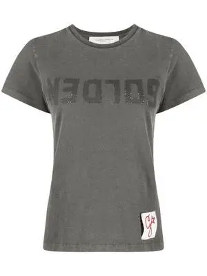 GOLDEN GOOSE Golden W' Slim T Shirt Distressed Cotton Jersey With Logo