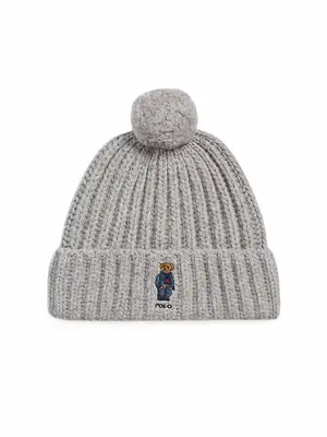 Ralph Lauren Wool Blend Denim Bear Hat - Grey
