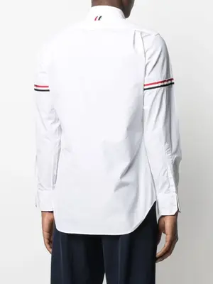 Thom Browne Classic Shirt W/ Rwb Grosgrain Armbands In Poplin