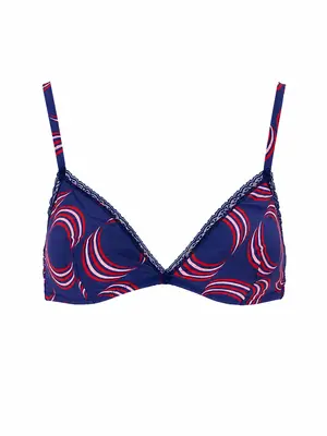 LAURA URBINATI Bra Crepe Chine Stretch Print - Blu