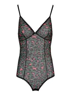 LAURA URBINATI Leopard Bodysuit - Green
