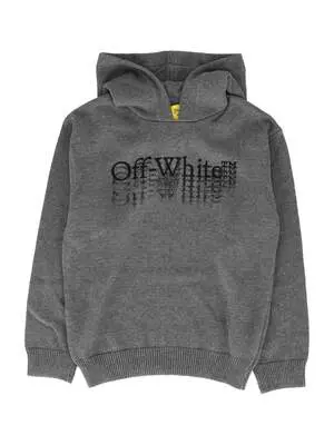 Off-White Big Bookish Stamp Knit Hoodie - Grey