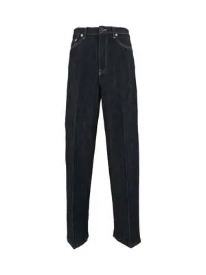 Fabiana Filippi Pantalone 5 Tasche In Denim Vestibilita' Barrel Color Ammorbidito Blu - Blue And White